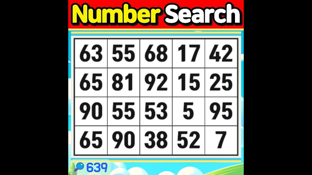 Number Search #639 Today’s goal is to get at least five questions right ...