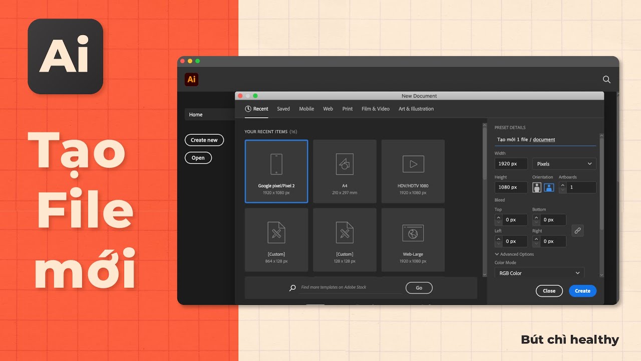 #1 Adobe Illustrator Basic: Create a new file | Tạo một file mới - YouTube
