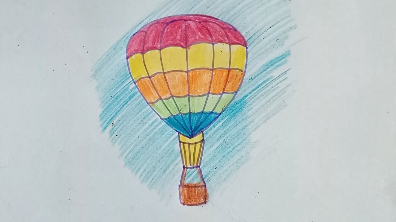How To Draw Hot Air Balloon !! Easy Step By Step|| Simple Hot Air ...