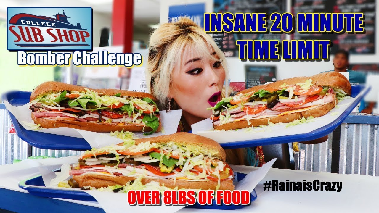 UNDEFEATED 8lb "The Bomber" SANDWICH Eating Challenge | College Sub ...