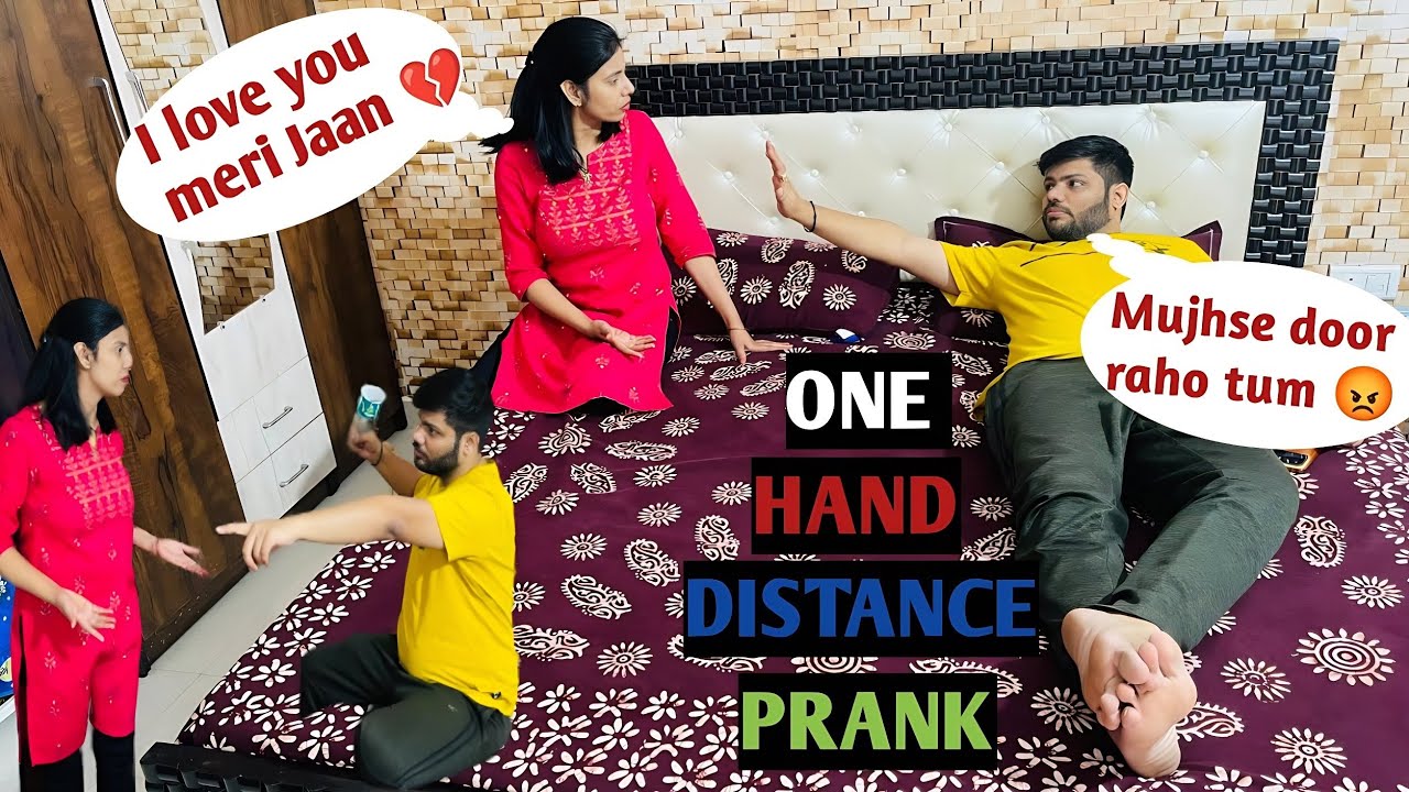 One Hand Distance Prank On Wife || Irritating Prank On Wife || - YouTube