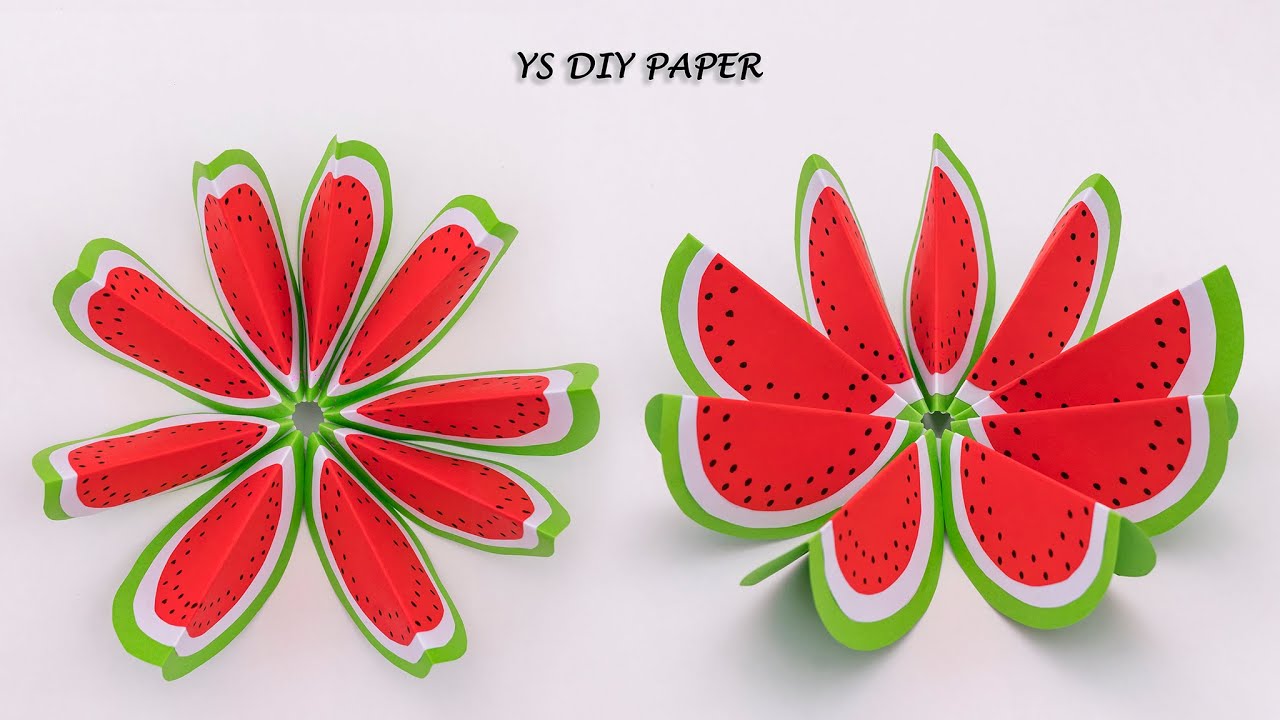 DIY Paper Watermelon 🍉 Origami Paper - Paper Crafts Tutorial - YouTube