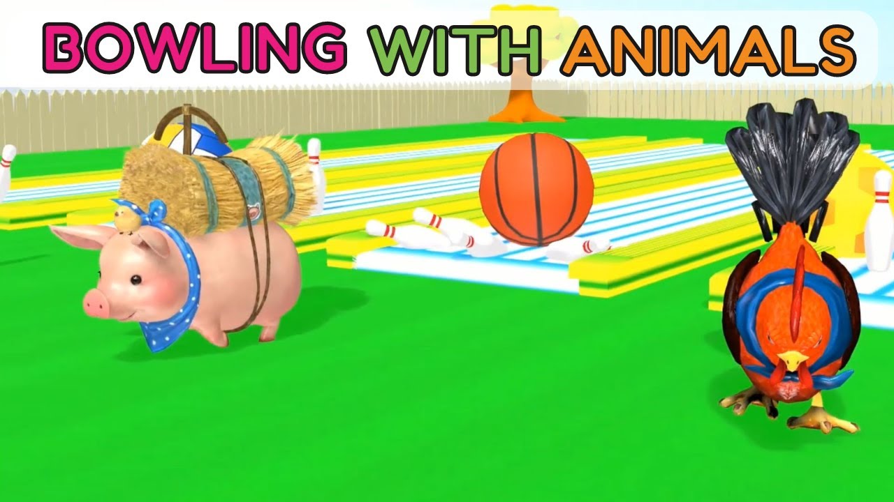Animated Animals Playing Bowling | Cartoon Animals Bowling | Animal ...