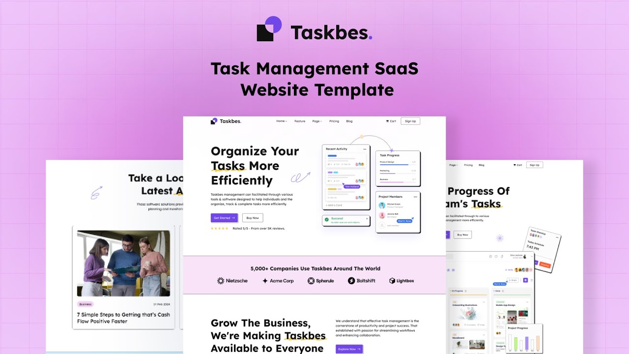 Taskbes - Task Management SaaS Website Template / Your Complete Task ...