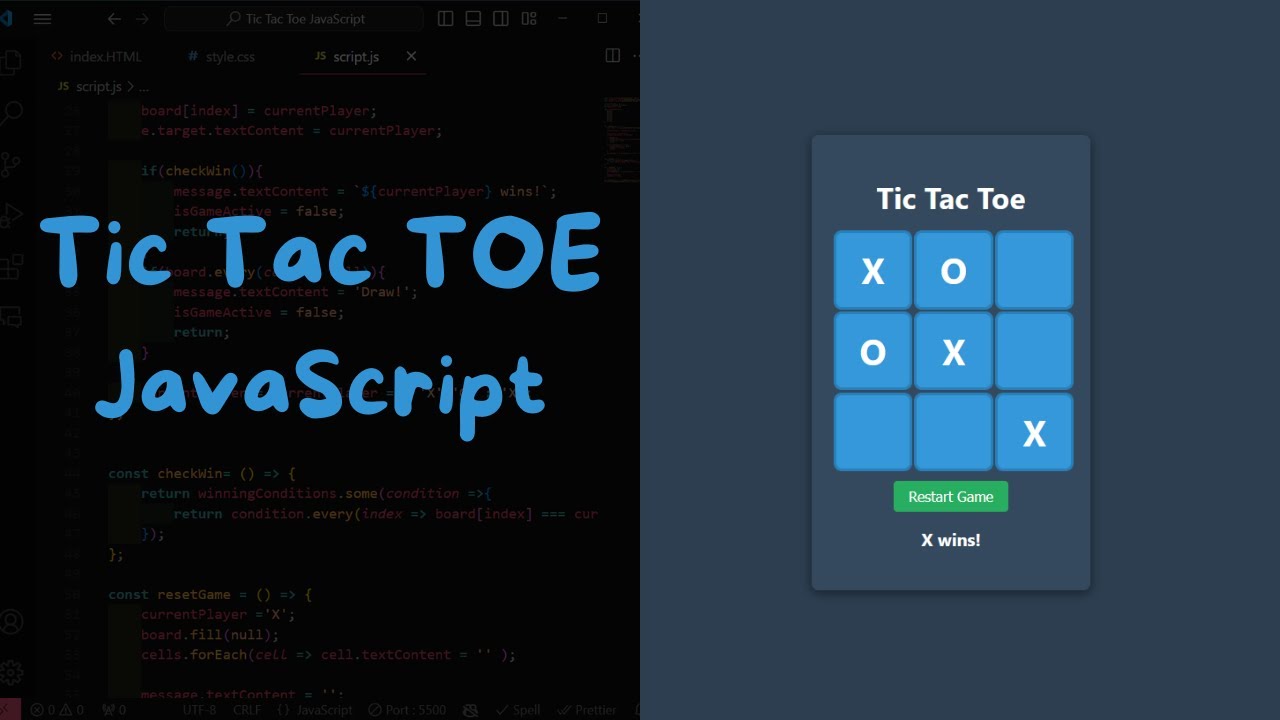 Build Tic Tac Toe Html Css JavaScript (only keyboard sound) - YouTube