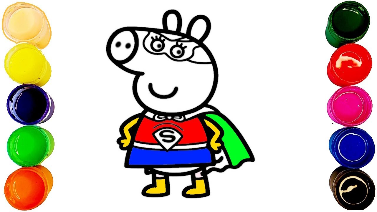 Peppa Pig as a Superhero Coloring for Kids and Toddlers 🦸‍♀️ - YouTube