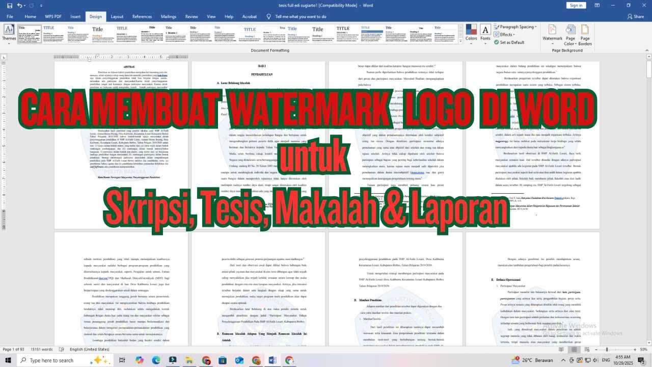 Cara Membuat Watermark Logo di Ms Word untuk Skripsi, Makalah, Tesis ...