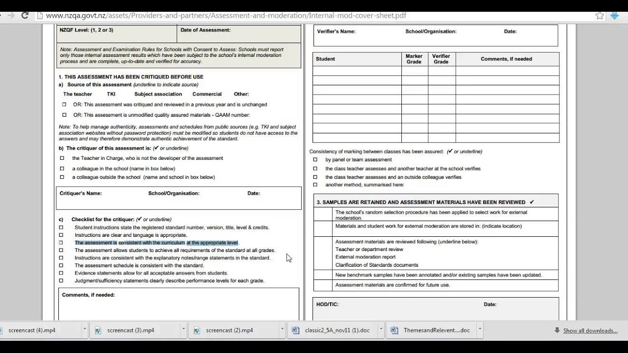 Completing the internal assessment cover sheet - 5/5 - YouTube