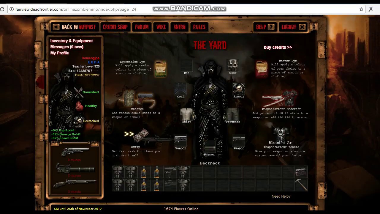 Dead Frontier: Level 325 l Buying X-Dusk Weapon/Armour - YouTube