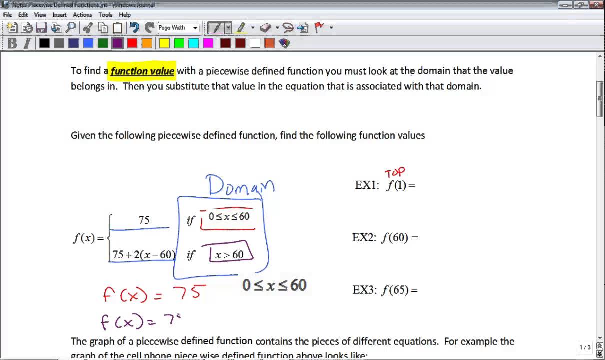 Piecewise Defined Functions Part1 - YouTube