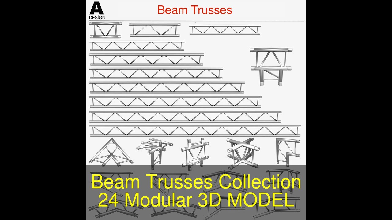 3D Model of Beam Trusses (Collection 24 Modular Pieces) Review - YouTube