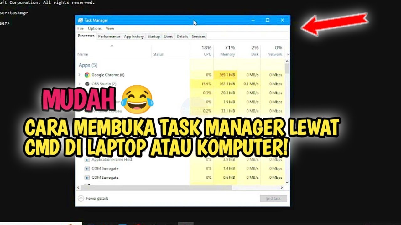 CARA MUDAH BUKA TASK MANAGER LEWAT CMD DI LAPTOP ATAU PC - YouTube
