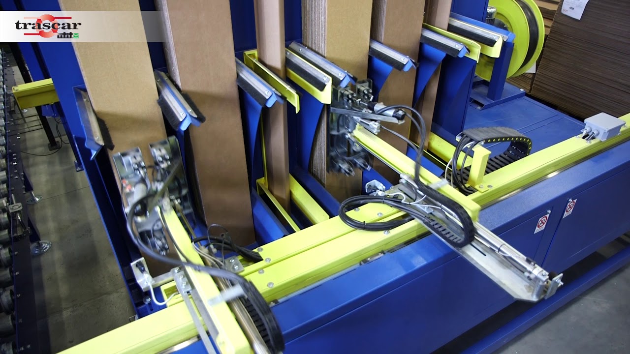 TRASCAR Impianto Palettizzazione colli - Palletizing Boxes Plant - YouTube