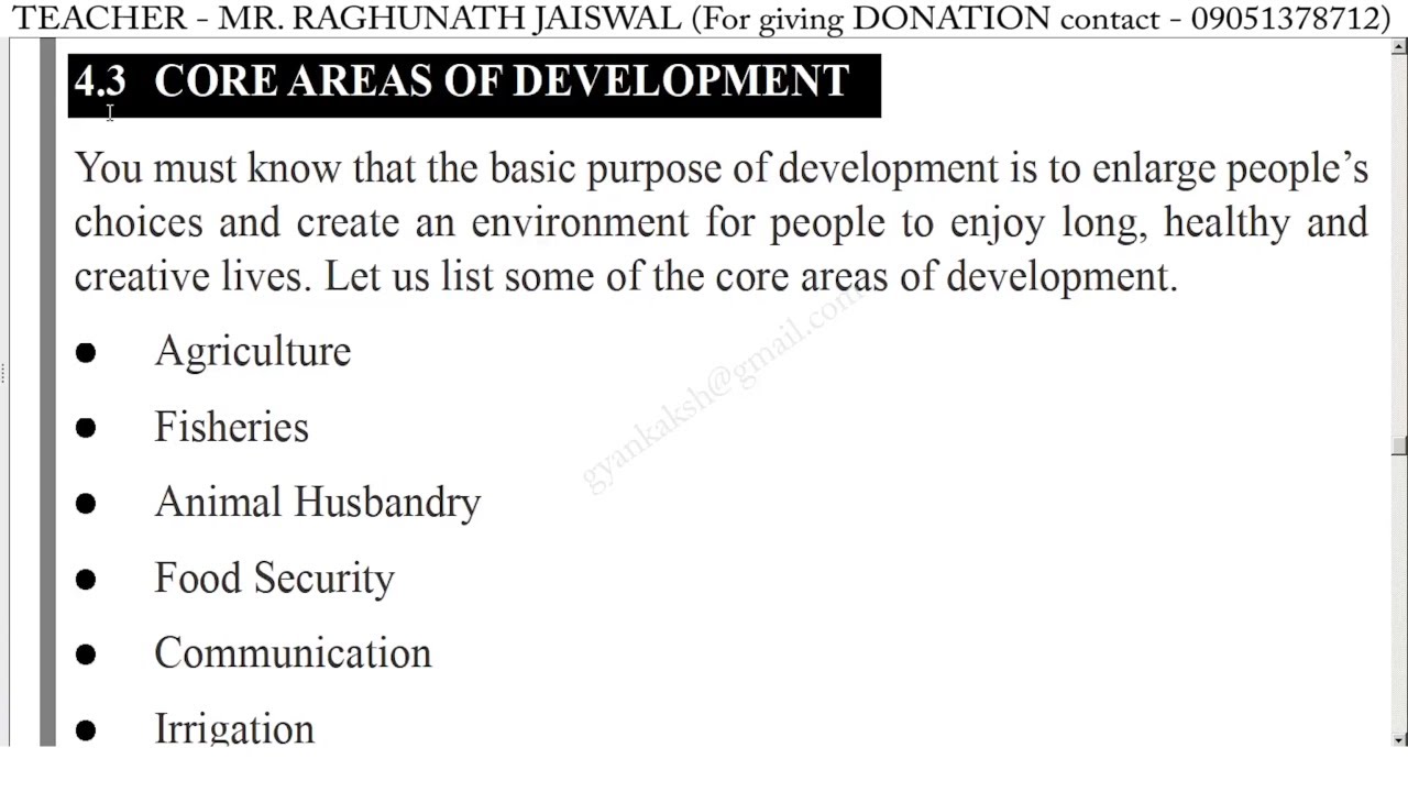 Core areas of development | core areas of development in india | विकास ...