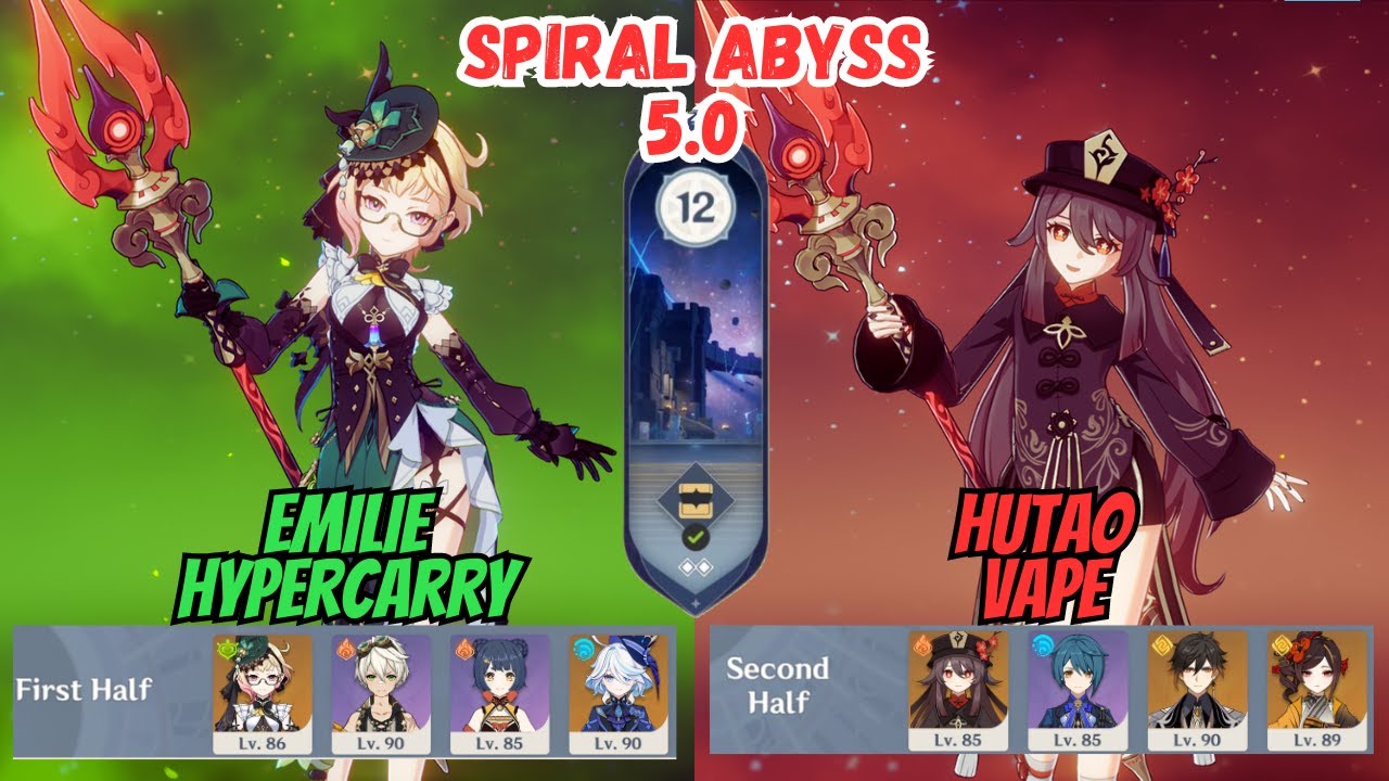 C0 Emilie Hypercarry / C0 Hu Tao Double Geo Vape Spiral Abyss 5.0 Floor ...