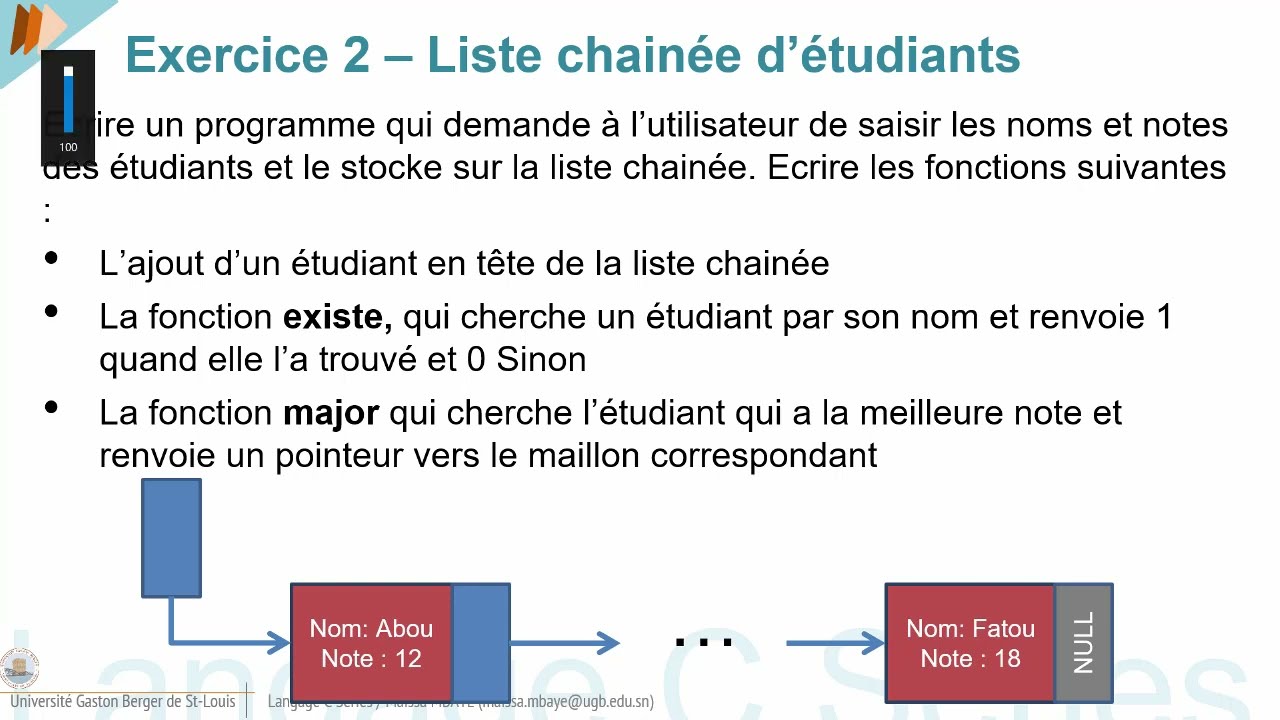 LC Series Listes chainees 5 - Exercice 2 Listes chainées d'etudiants ...
