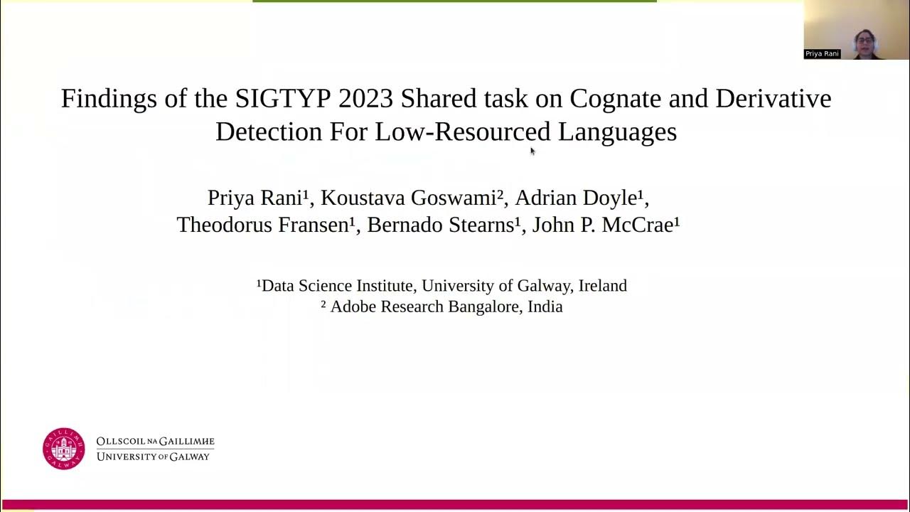 SIGTYP 2023 Shared task on Cognate and Derivative Detection For Low-Resourced Languages - YouTube