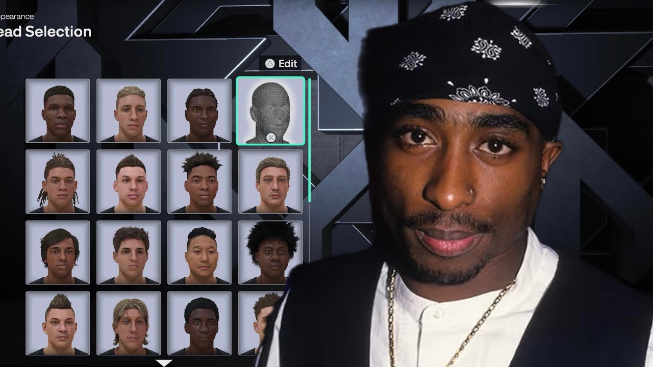 Tupac Shakur Face Creation NBA 2K26 - YouTube