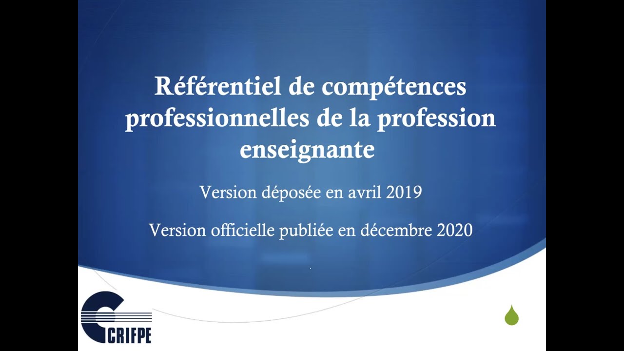 Référentiel de compétences professionnelles de la profession ...