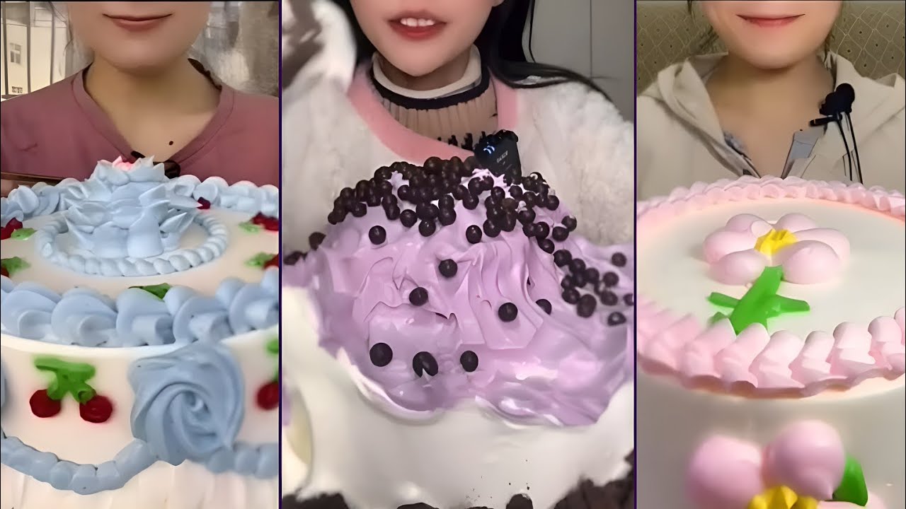 [ASMR] Giant Cream Cakes ASMR MUKBANG | ASMR Sounds 🍓 - YouTube