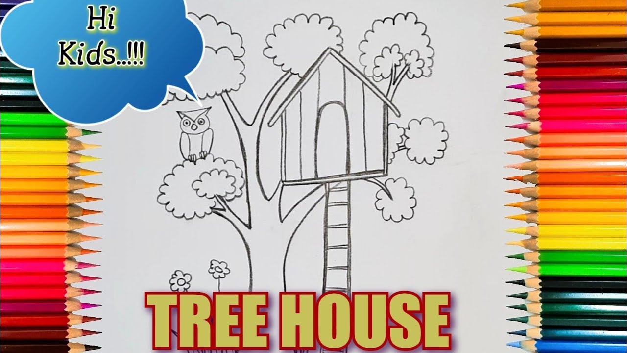 How to draw simple Tree house/drawing techniques for beginners!!! - YouTube