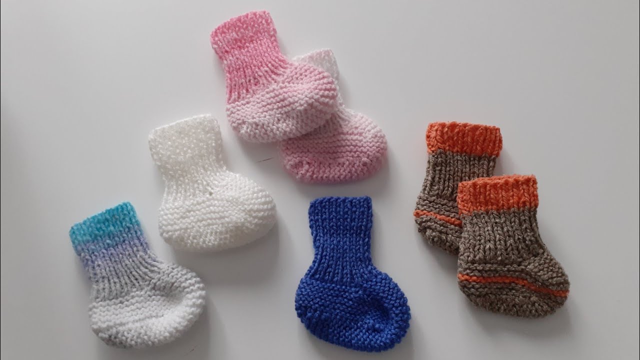 chaussons naissance au tricot - YouTube