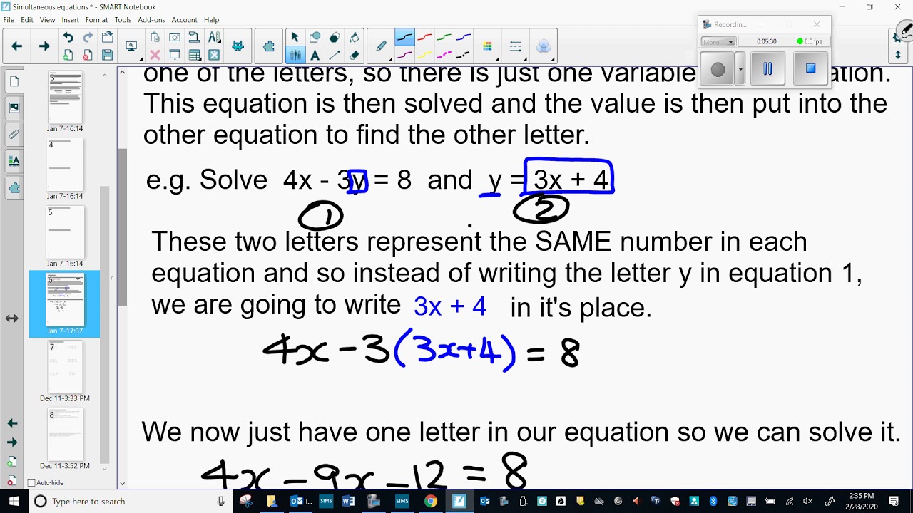algebra sim equations by substitution - YouTube