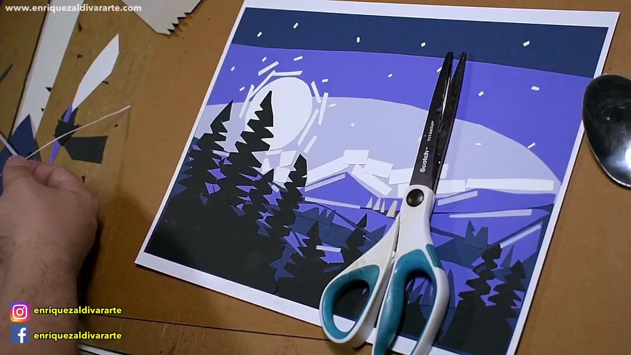 Collage | Paisaje nocturno (Edición resumida) | Arte con papel ...