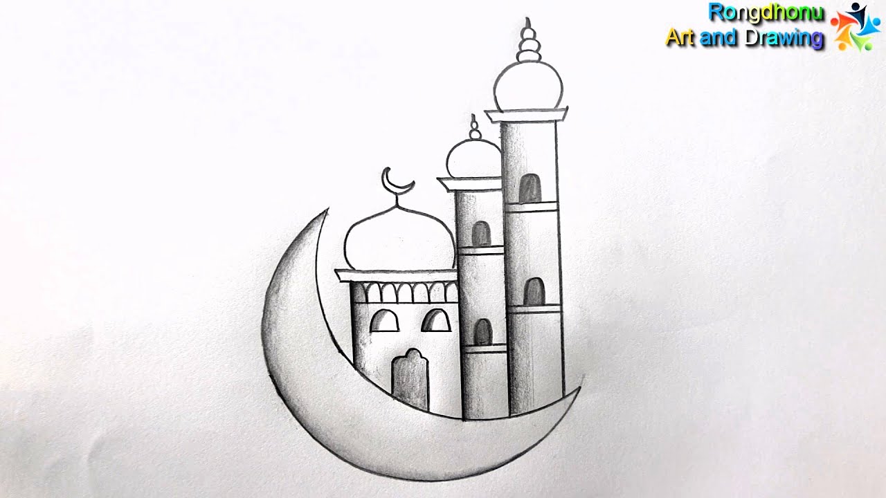 Mosjid Art || Easy Technique || Mosque Drawing - YouTube