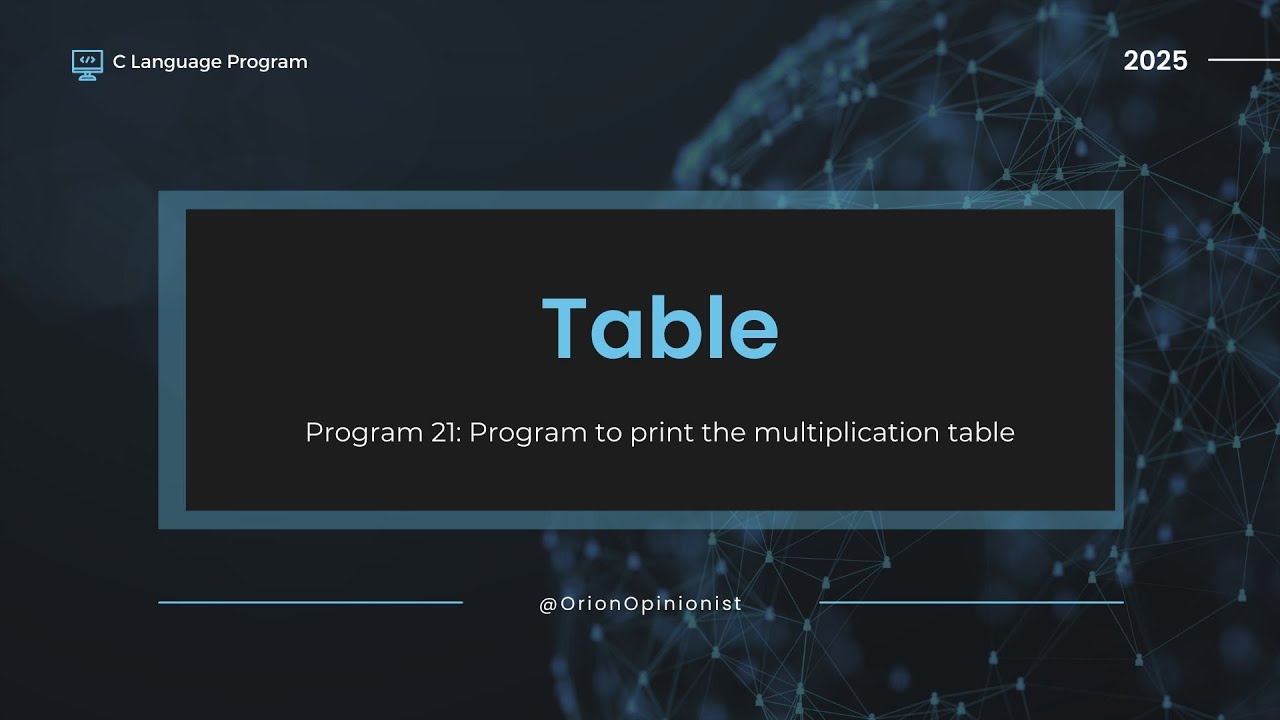Program 21: Print Multiplication Table of Any Number in C | For Loop Logic | C Programming ...