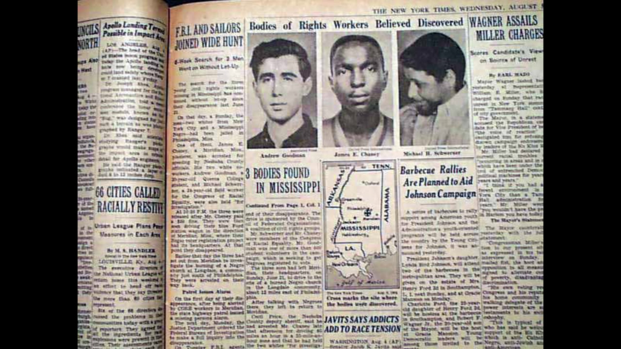 Slain civil rights workers found August 04 1964 - YouTube