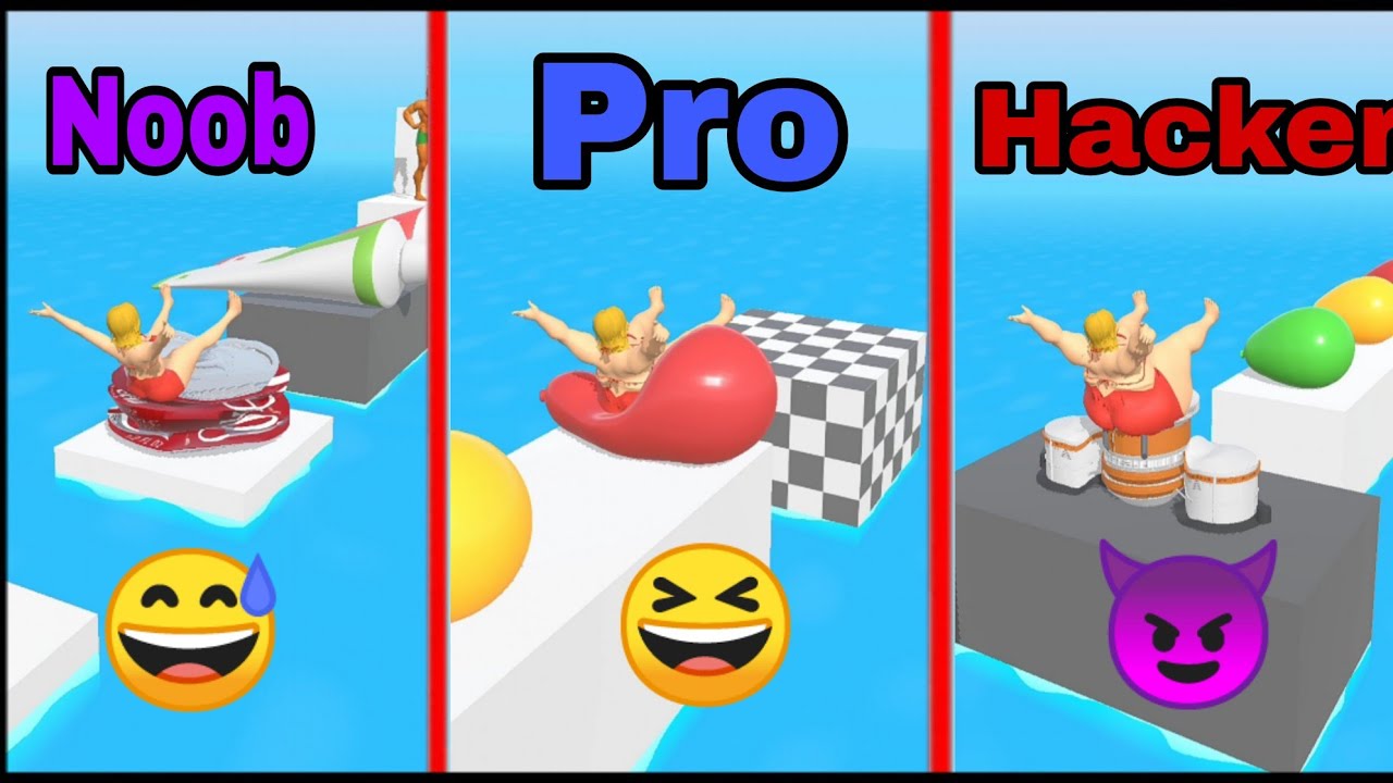 Noob vs pro vs hacker in squeezy girl jump coka game - YouTube