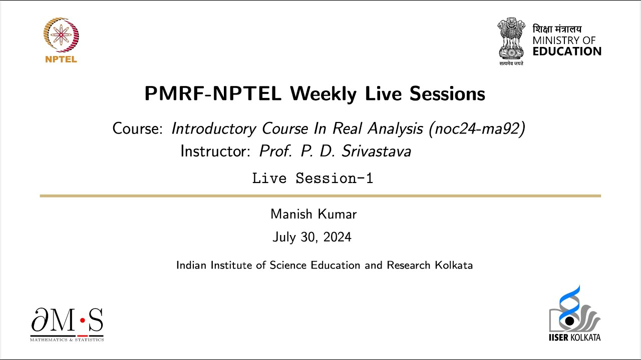 Live Session-1(Introductory Course in Real Analysis) - YouTube