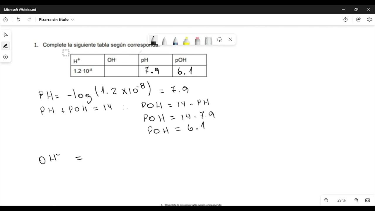 calcular pH, pOH Y OH- atraves de H+. - YouTube