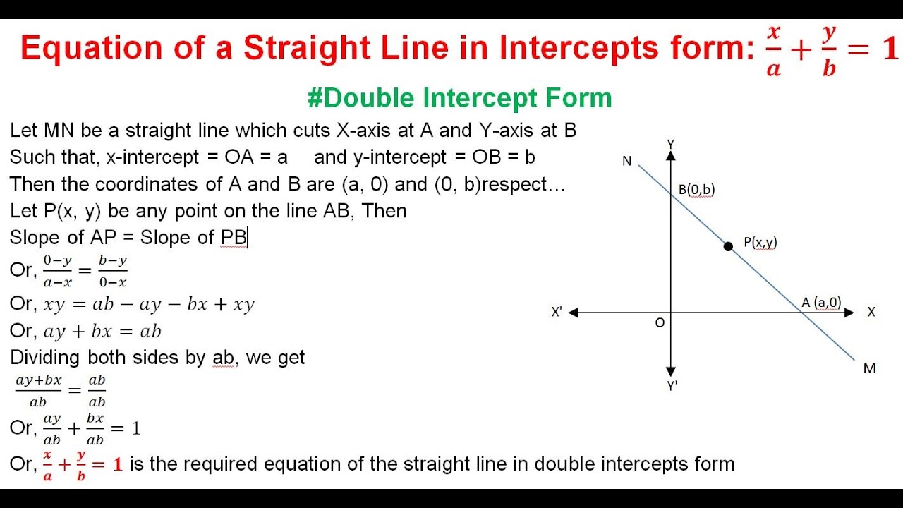 How to find the equation of a straight line in intercept form? - YouTube