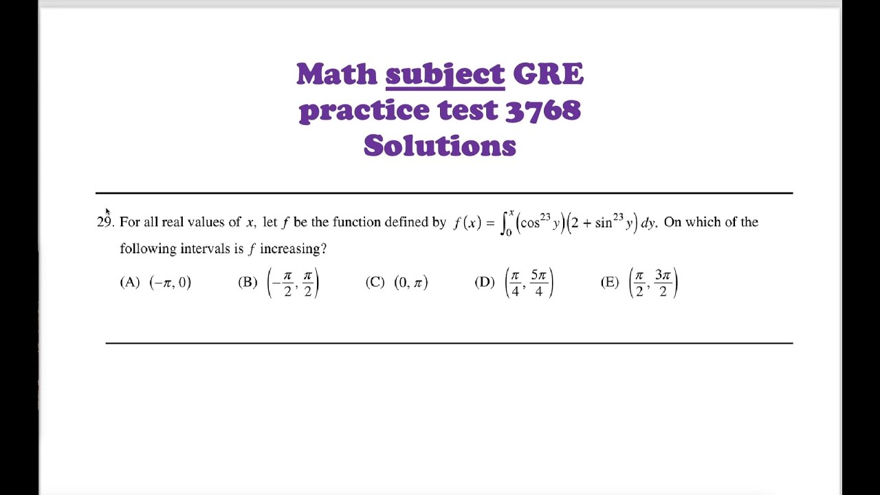 Math subject GRE 3768 problem 29 - YouTube