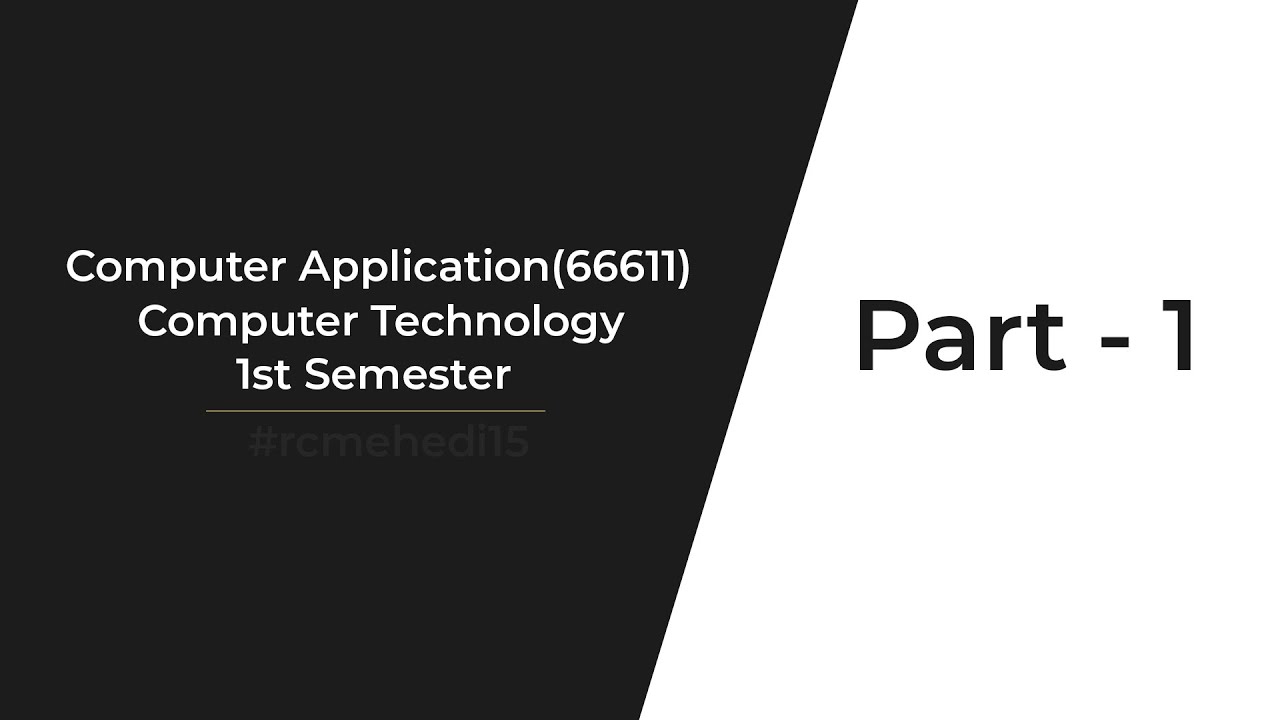 Computer Application(66611) | Online live class -1 - YouTube