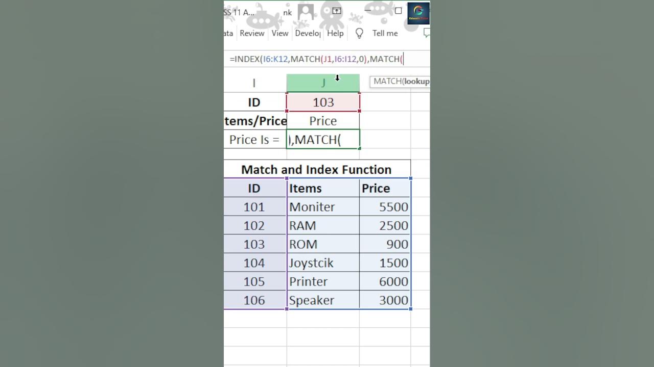 How to use Index or Match fucntion in Excel - YouTube