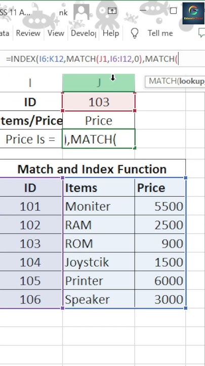 How to use Index or Match fucntion in Excel - YouTube