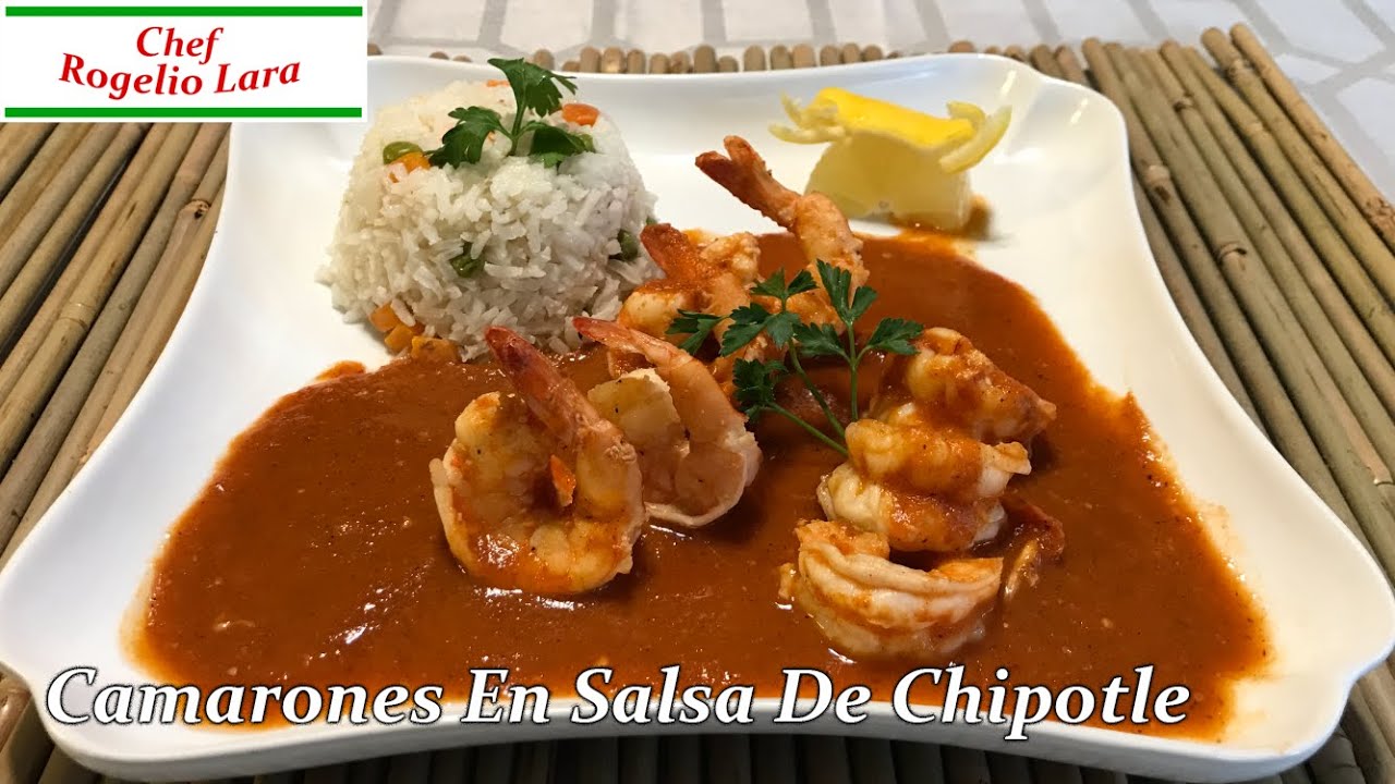 Cómo hacer camarones en chile chipotle , enchipotlados - YouTube