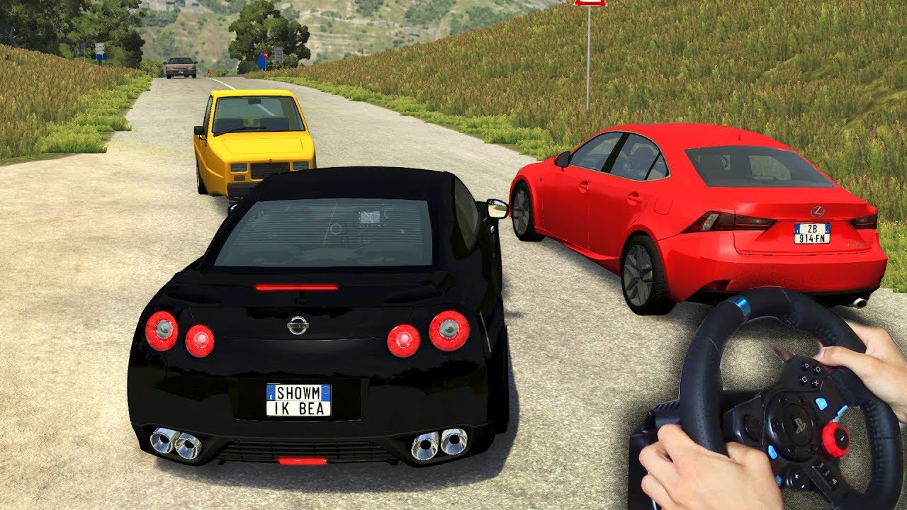 Racing in The Traffic - Logitech G29 - BeamNG.Drive Steering Wheel ...