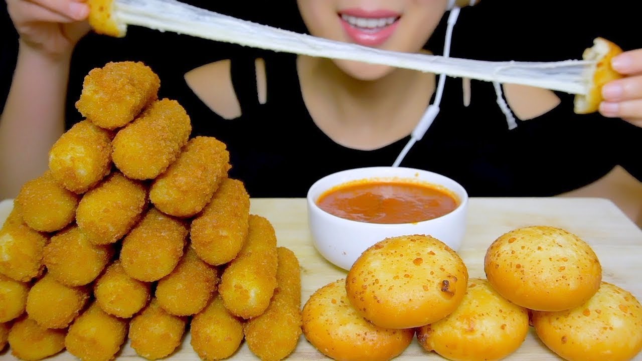 CHEESE ASMR: MOZZARELLA STICKS AND MOZZARELLA CHEESE BITES | EATING ...
