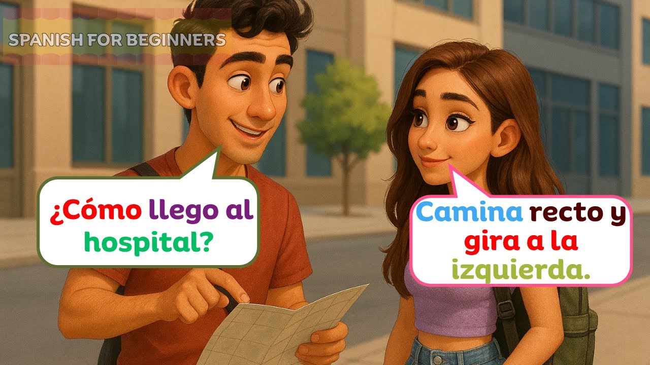 Diálogos en la calle | Aprende a pedir direcciones en español (Nivel A1 ...