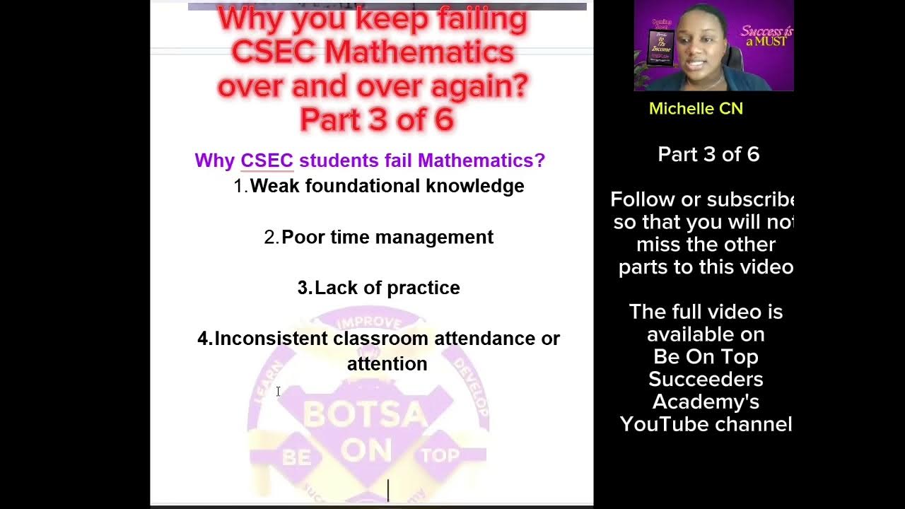 Part 3 of 6 Why you keep failing CSEC Mathematics over and over again? Part 3 of 6 - YouTube