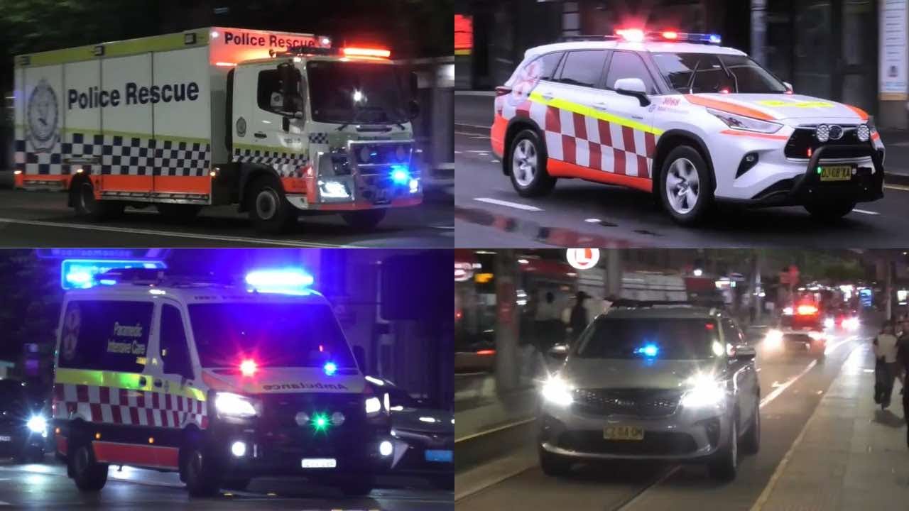 Multiple responses in Sydney on a busy Saturday night. - YouTube
