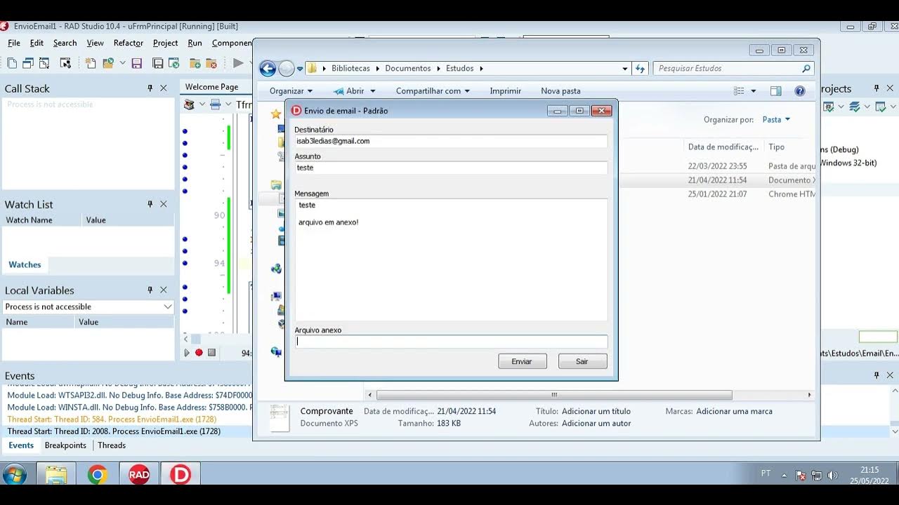 Envio de email com arquivos em anexo usando Delphi 10.4 - YouTube