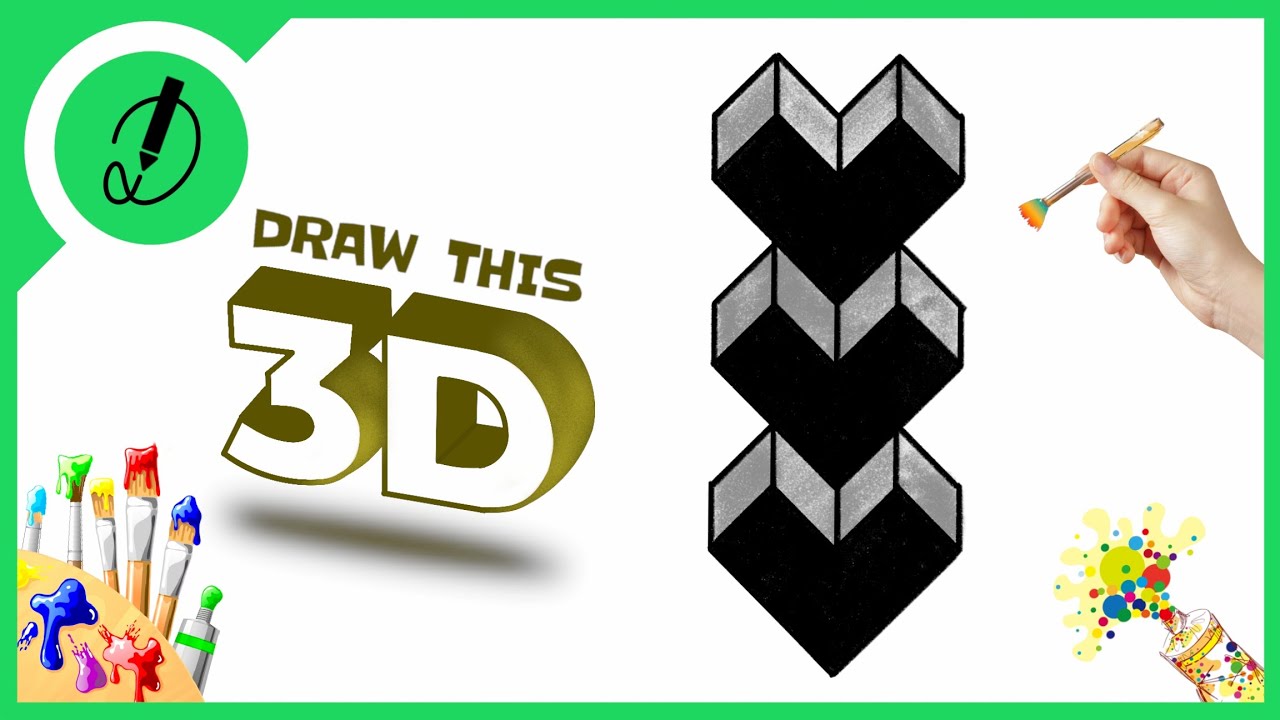how to draw 3D step by step | very easy | with dimension #3D #drawing # ...