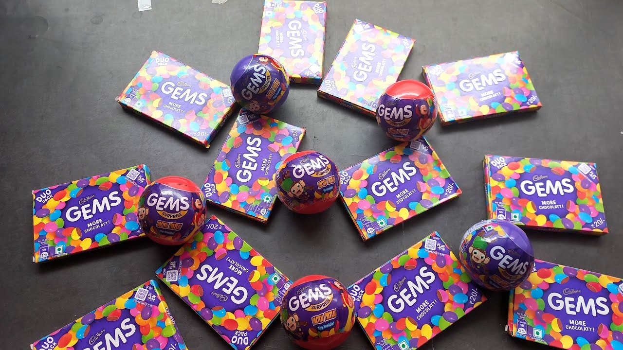 Gems opening video, surprise toys, chocolate opening video, lots of ...