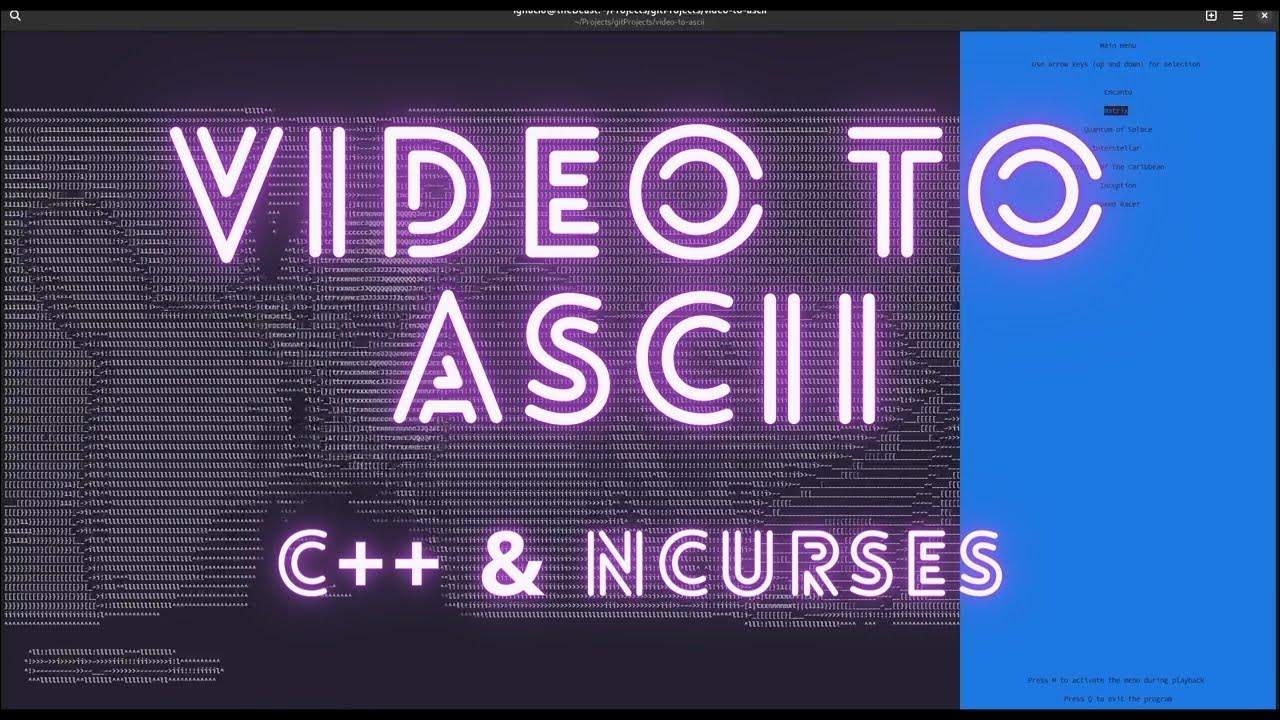 Video to ASCII - C++ & nCurses - YouTube