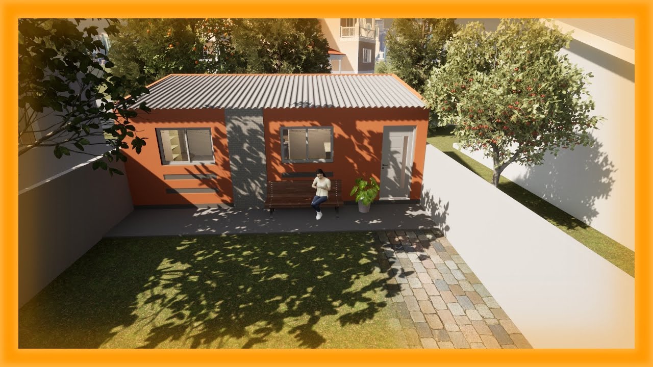 Planta de Casa Pequena Kitnet 4x8 com 1 Quarto Telhado Meia Água - YouTube